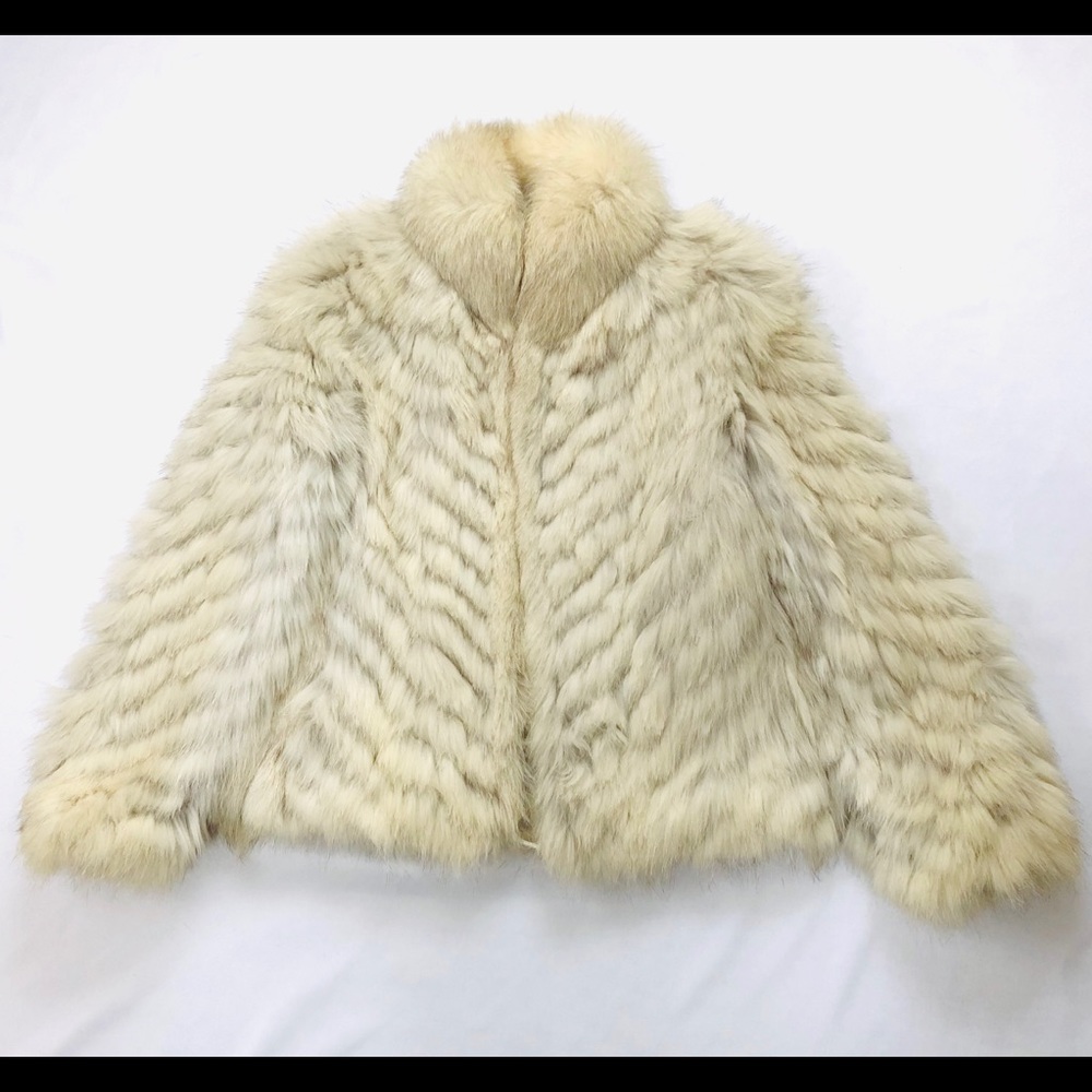 Saga Fox Vintage Fox Fur Coat Rare Chevron Size Sm - Gem
